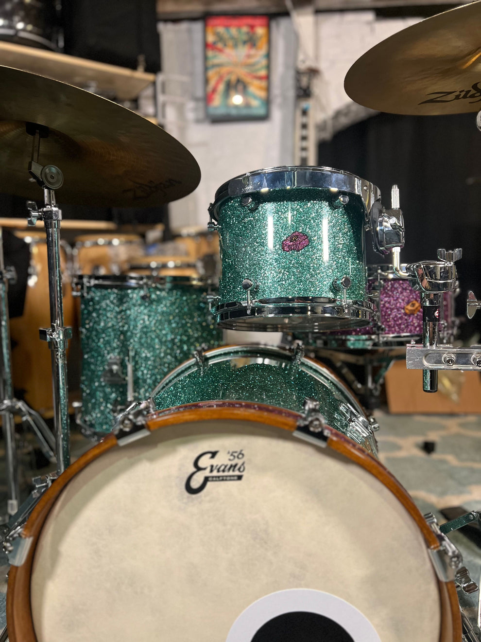 Brownie Nesting Drum Set with 18" Kick Drum | Metal Flake w/Epoxy ...